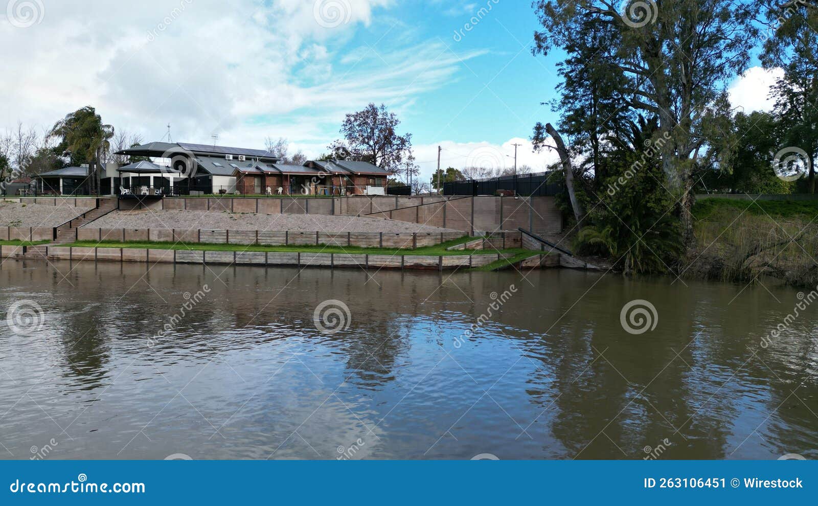 Low Head Dam on a River in the Park Stock Image - Image of countryside ...