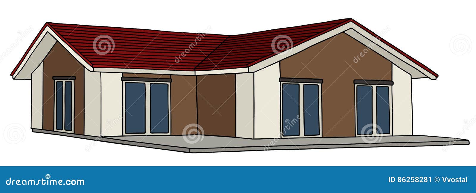 Low house stock vector. Illustration of building, family - 86258281