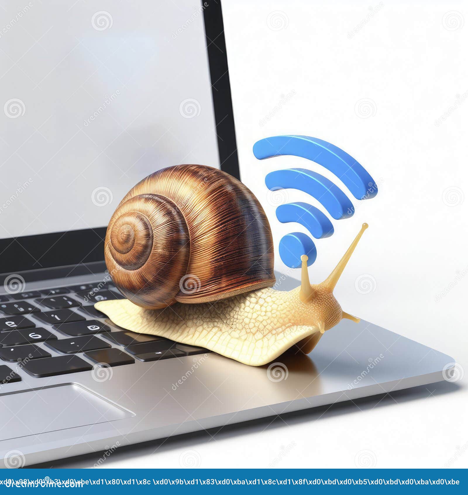 Low Internet Speed. Snail on Laptop and Wifi Icon Stock Illustration - Illustration of animal ...