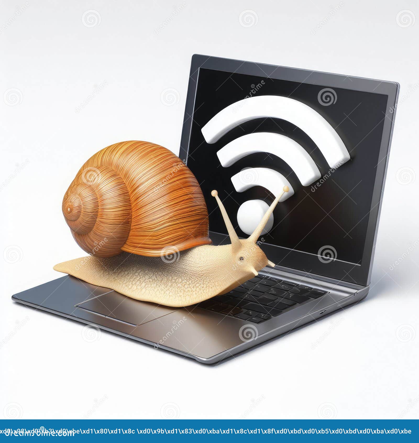Low Internet Speed. Snail on Laptop and Wifi Icon Stock Illustration ...