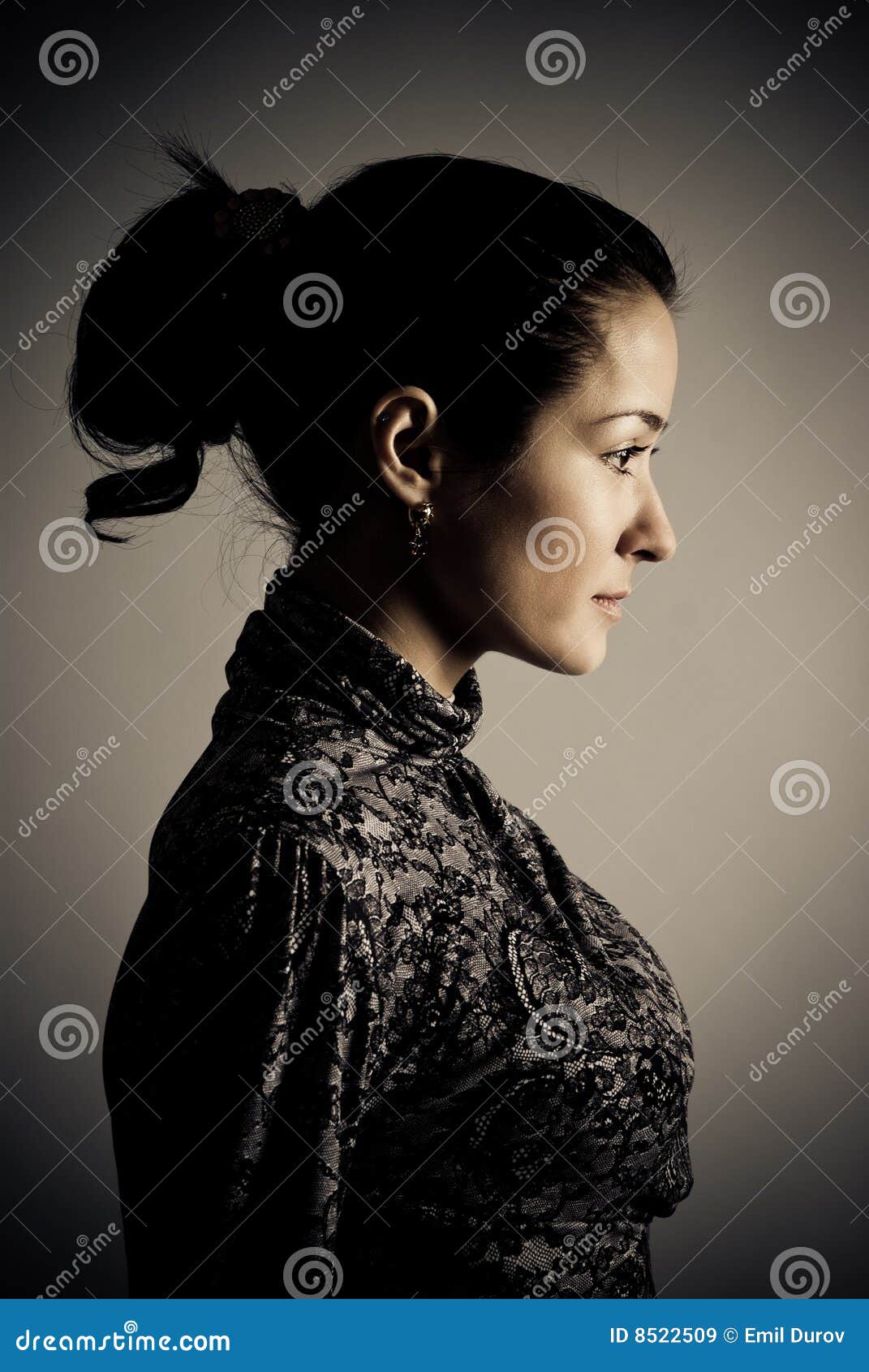 Low-key Half Face Portrait of Beautiful Woman Stock Image - Image of ...