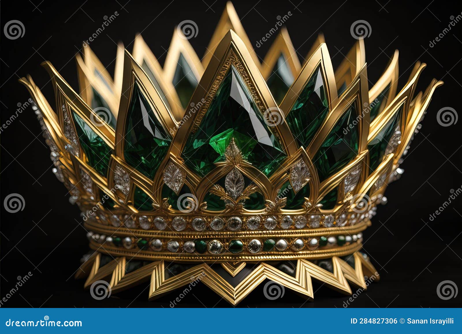 Low Key Image of Beautiful Golden Queen, King Crown. Ai Generative ...