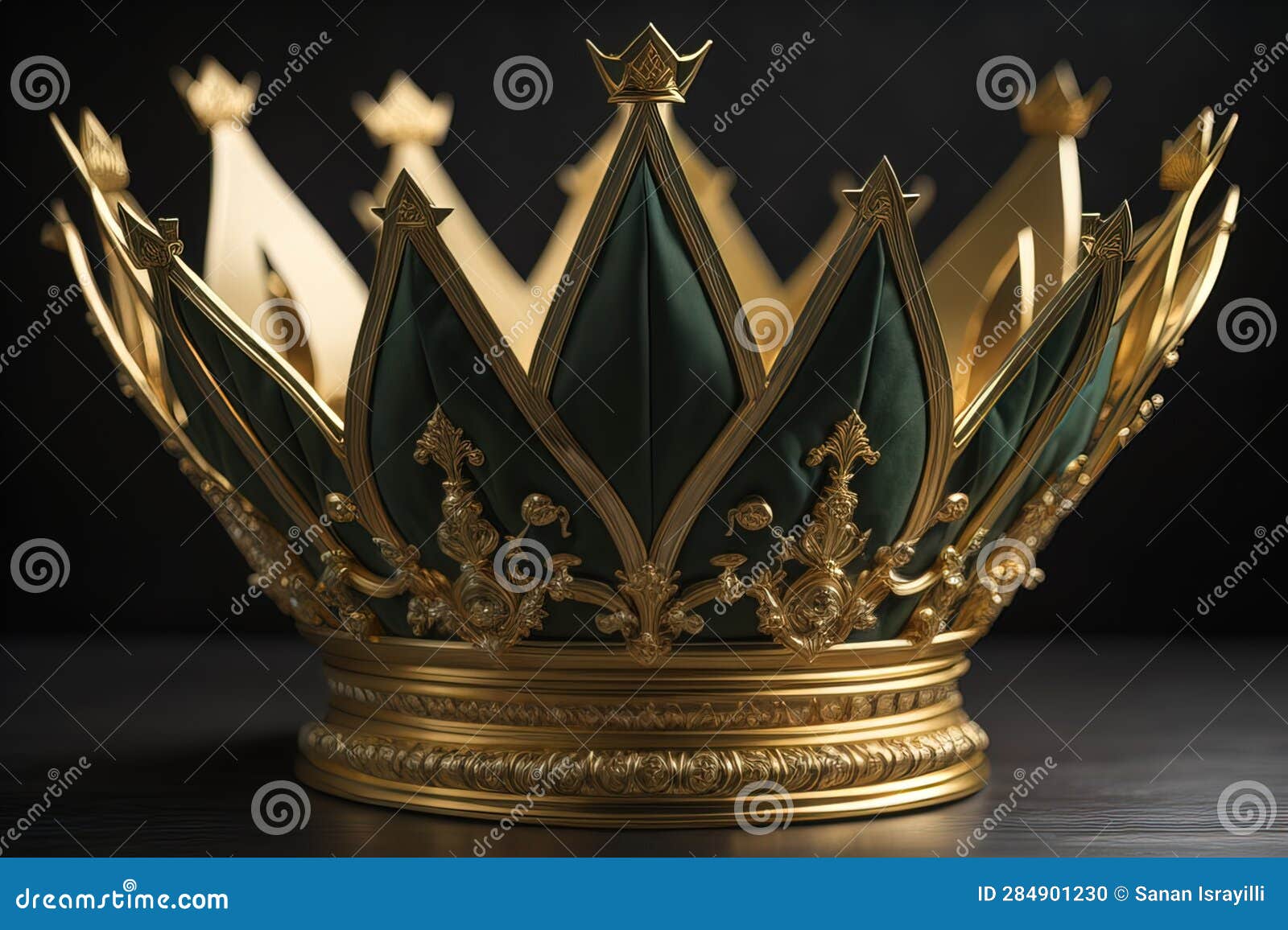 Low Key Image of Beautiful Golden Queen, King Crown. Ai Generative ...