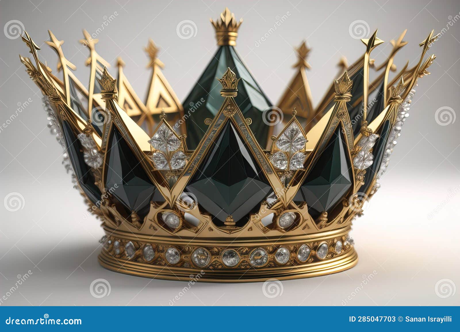 Low Key Image of Beautiful Golden Queen, King Crown. Ai Generative ...