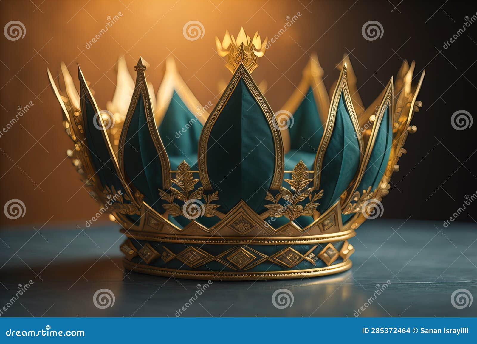 Low Key Image of Beautiful Golden Queen, King Crown. Ai Generative ...