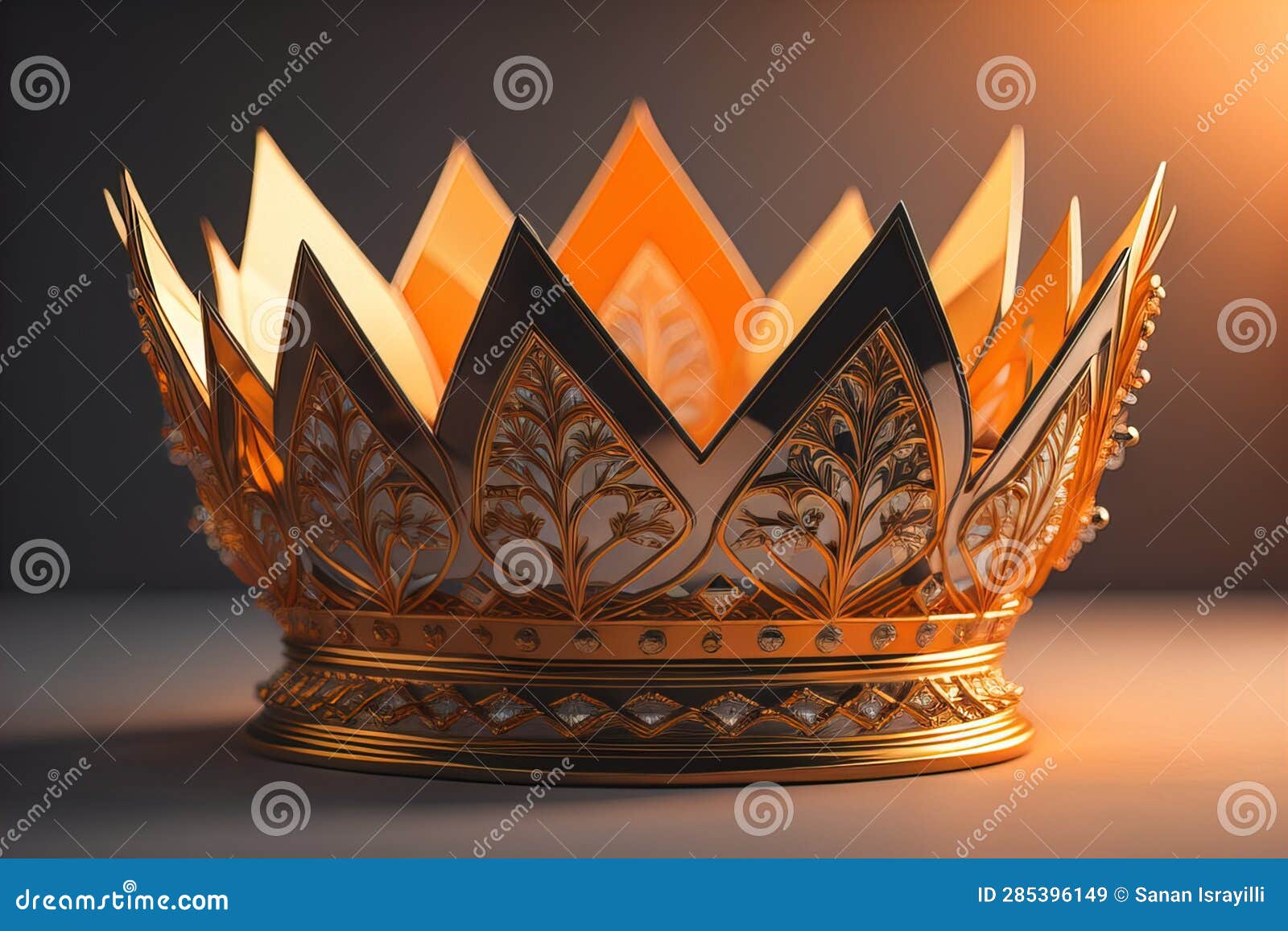 Low Key Image of Beautiful Golden Queen, King Crown. Ai Generative ...
