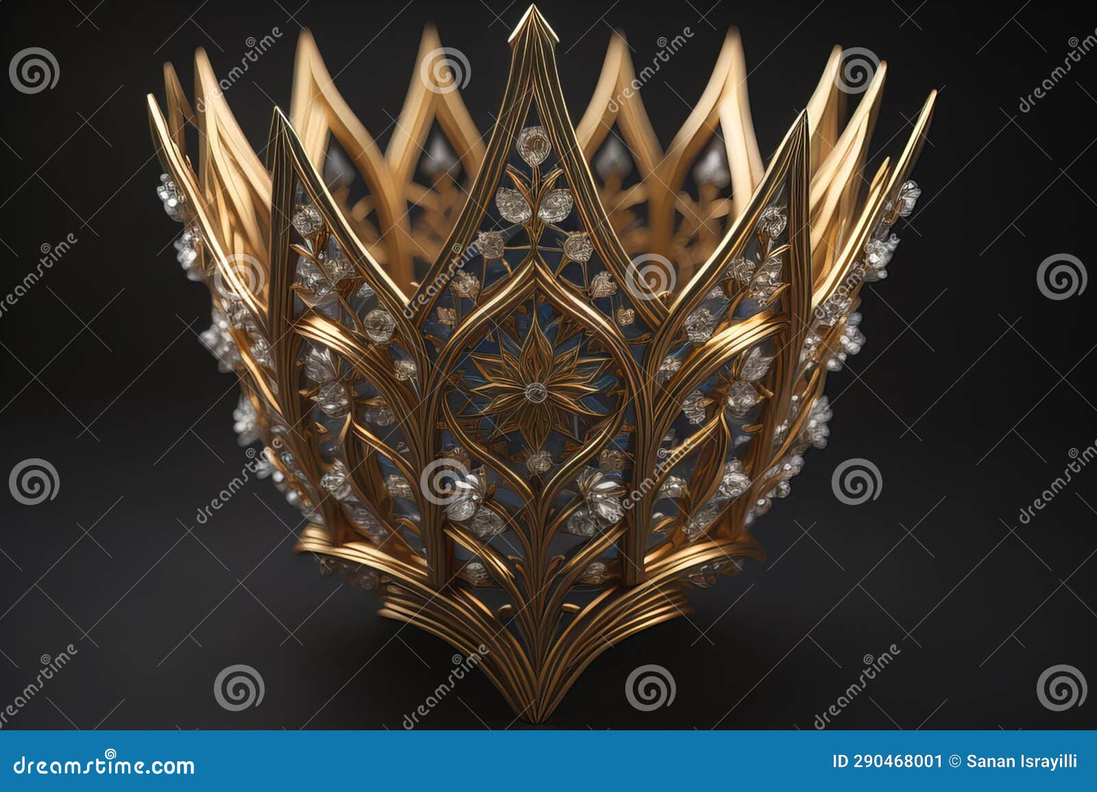Low Key Image of Beautiful Golden Queen, King Crown. Ai Generative ...