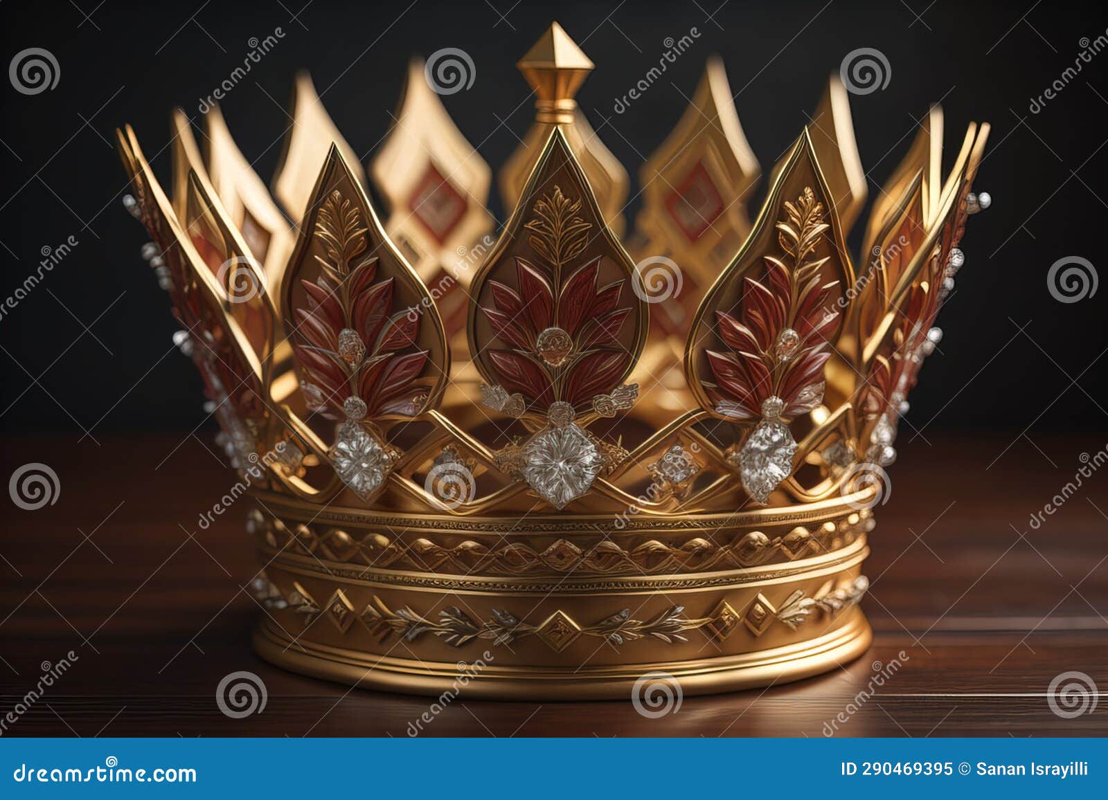 Low Key Image of Beautiful Golden Queen, King Crown. Ai Generative ...