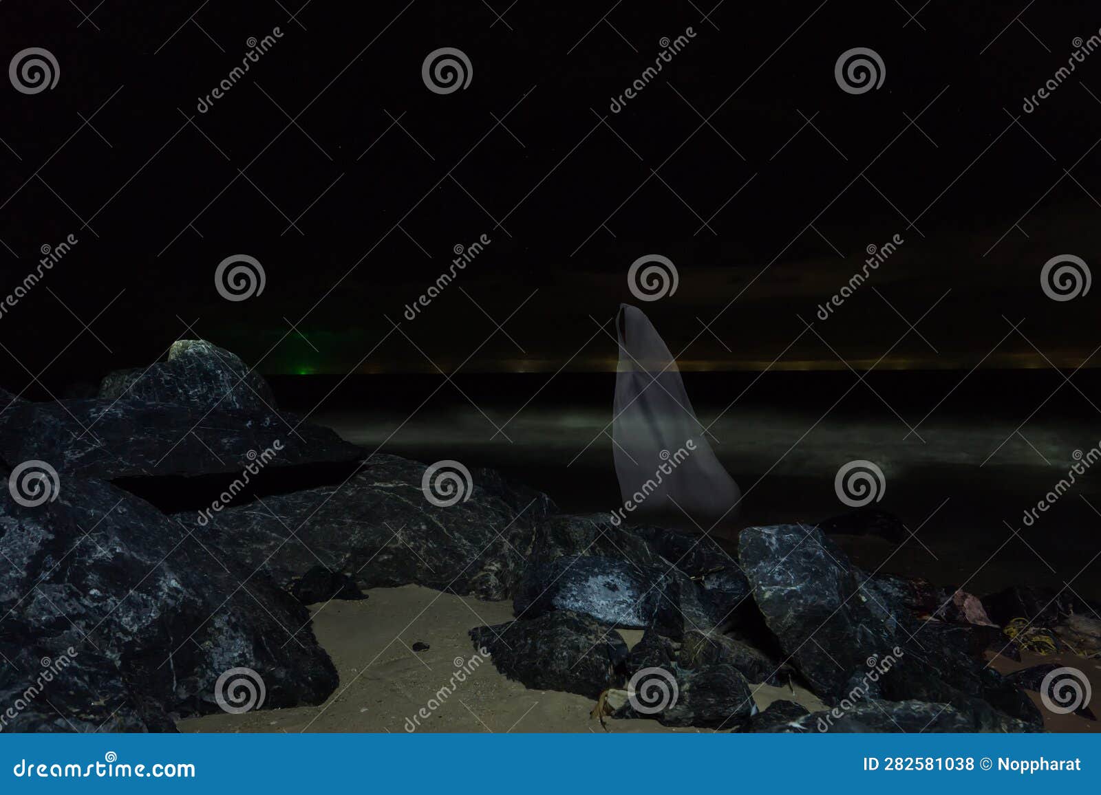 Low Key Image a Blur White Ghost on the Beach Stock Photo - Image of ...