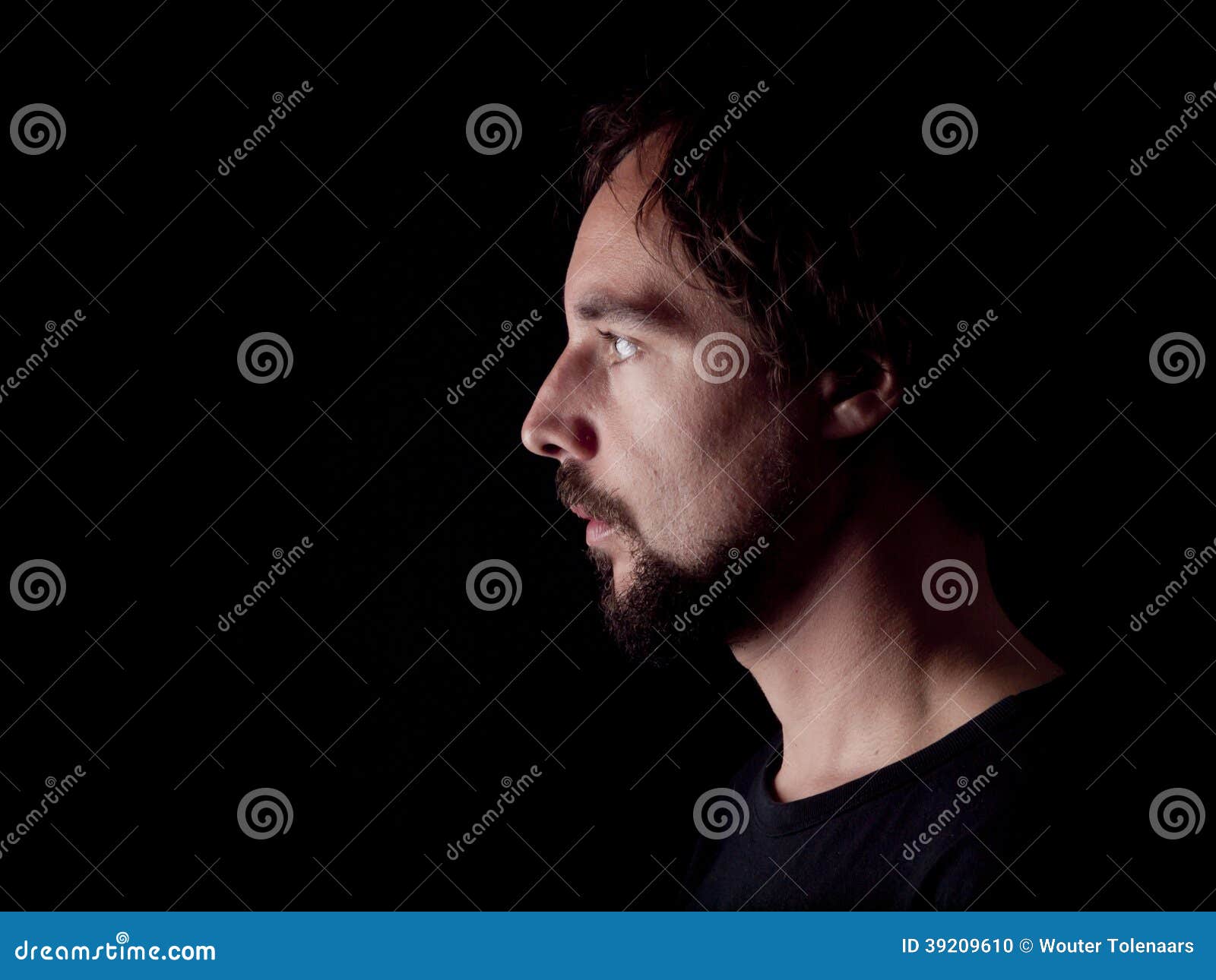 Low Key Image of the Profile of a Man Stock Photo - Image of focusing ...
