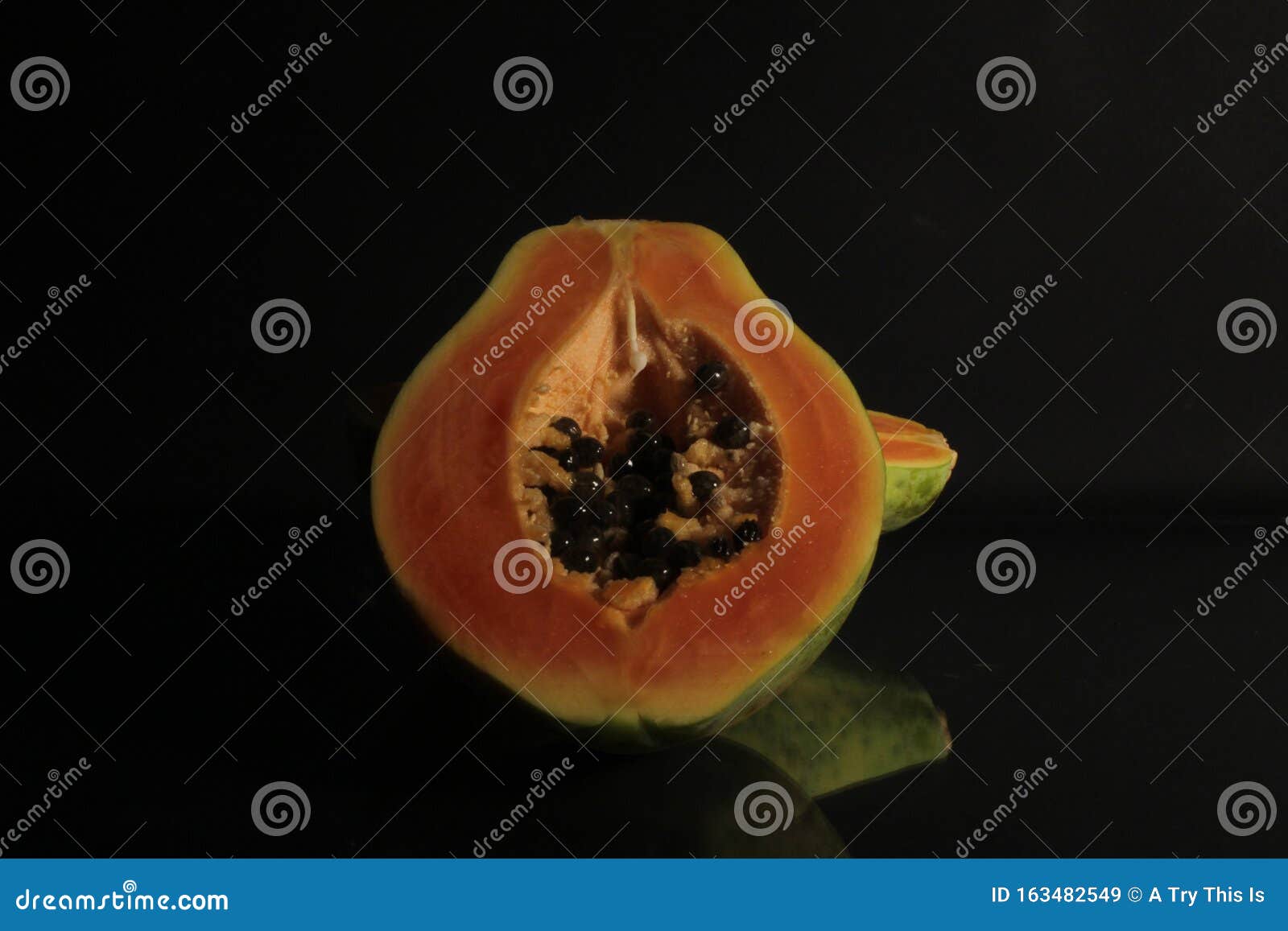 Low Key Lighting Passion Fruit Reflected Over Glass Stock Image - Image ...