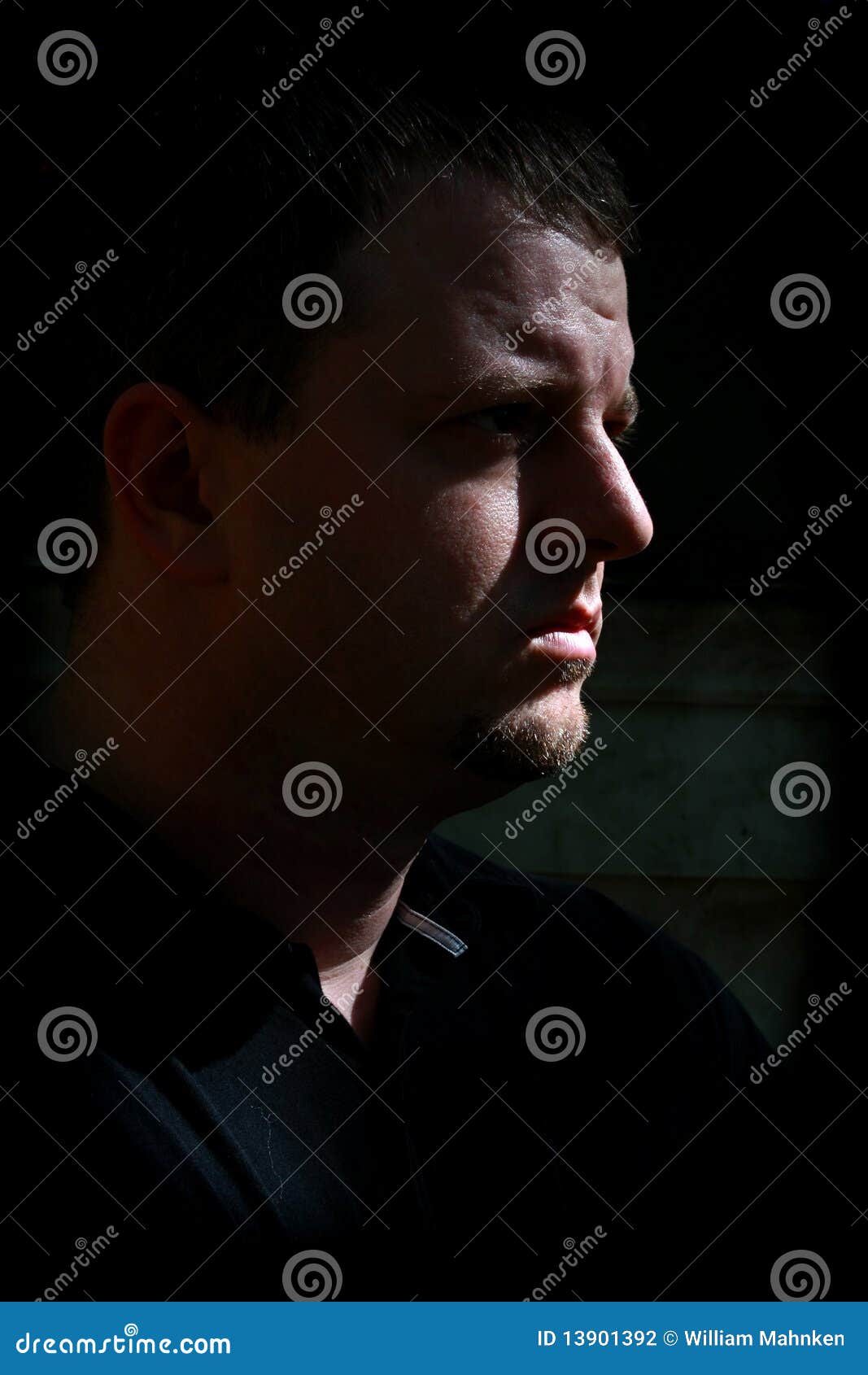 Low Key Man stock photo. Image of male, person, side - 13901392