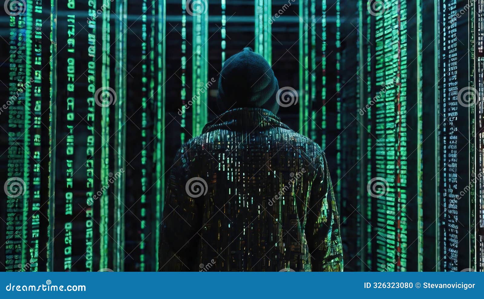 Low Key Portrait of Computer Hacker Stock Illustration - Illustration ...