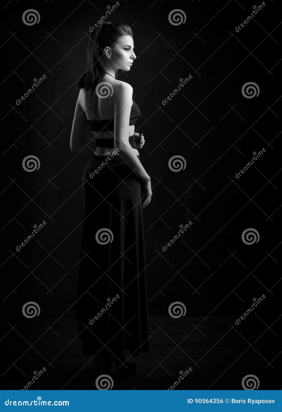 Low Key Portrait of Girl Monochrome Version Stock Photo - Image of ...