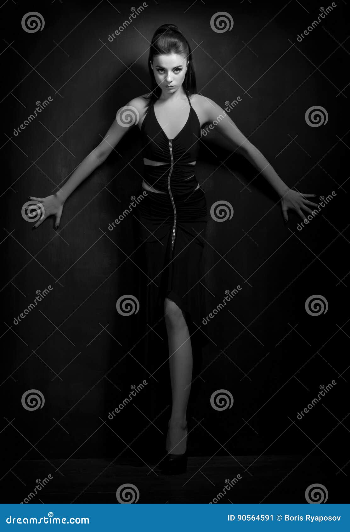 Low Key Portrait of Girl Monochrome Version Stock Image - Image of ...