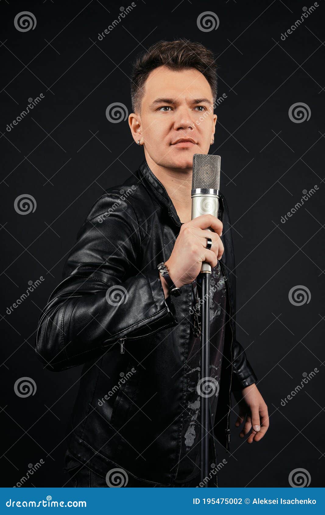 Low Key Portrait of Man Singing in Karaoke Stock Photo - Image of ...