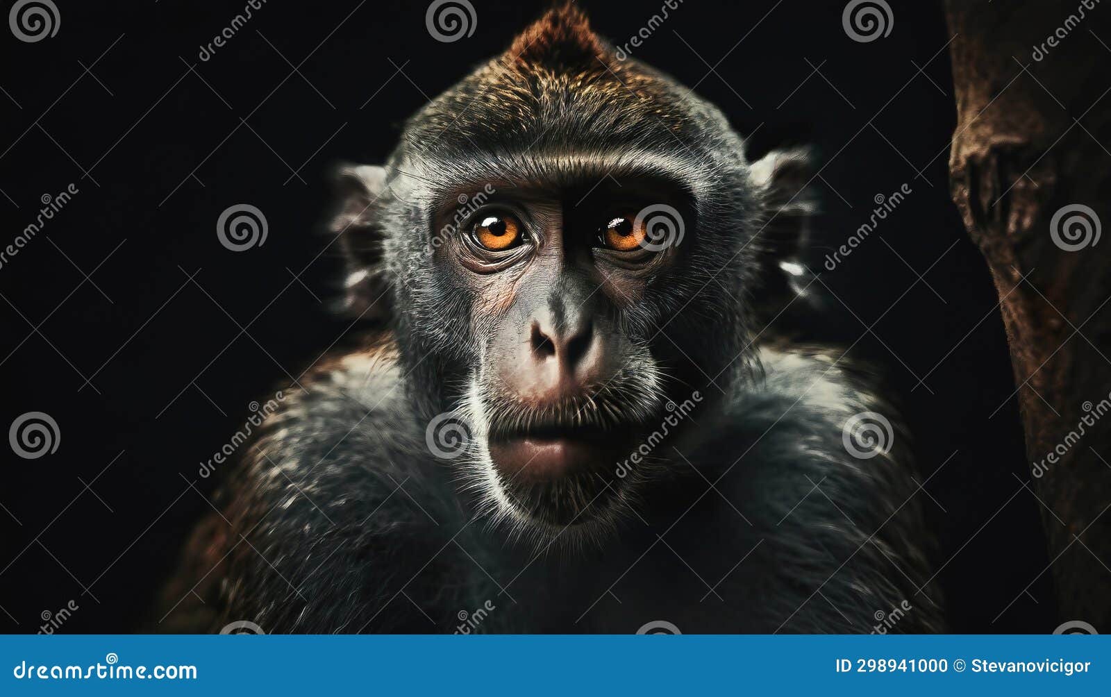 Low Key Portrait of a Monkey Primate, Generative Ai Stock Illustration ...