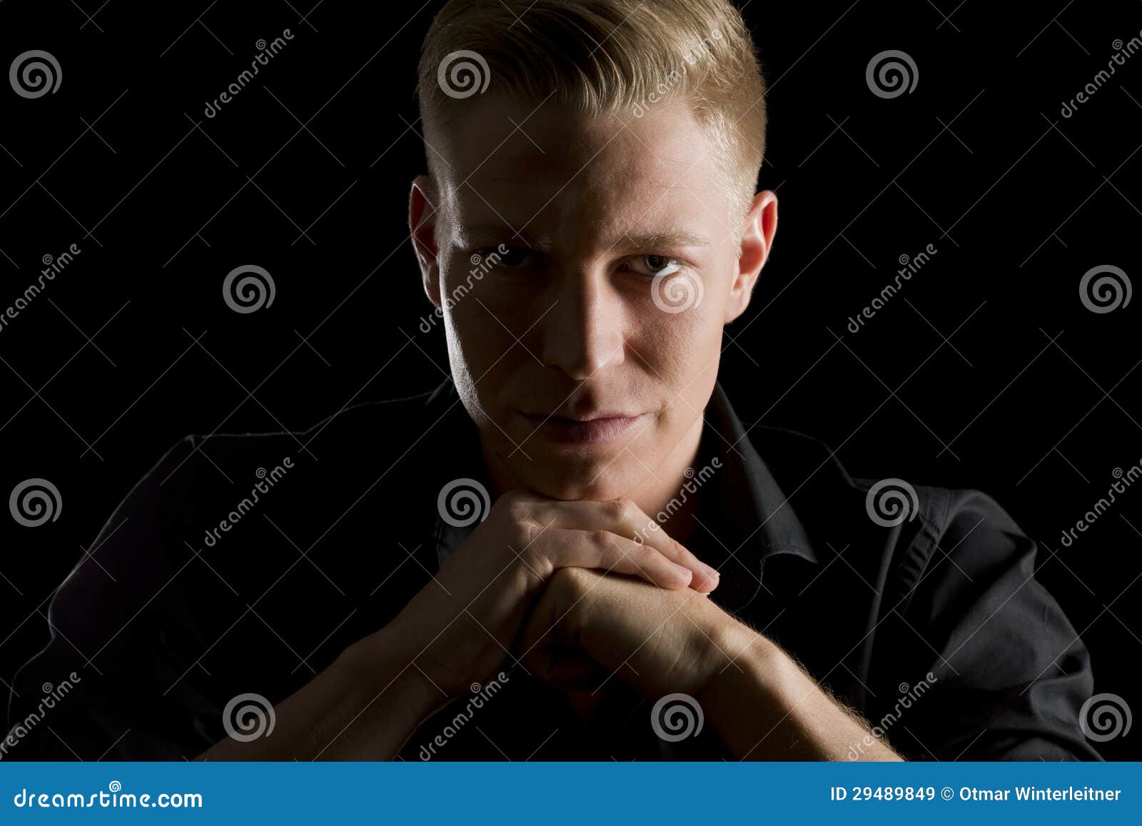 Low Key Portrait of Young Likable Man. Stock Image - Image of head ...