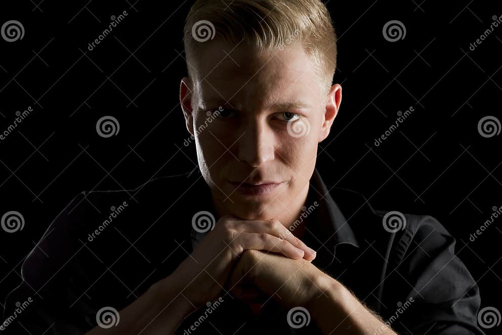 Low Key Portrait of Young Likable Man. Stock Image - Image of head ...