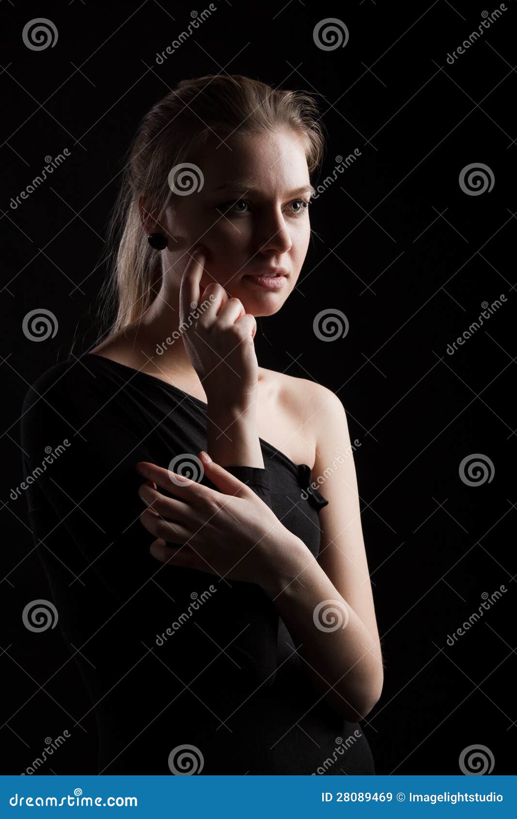 Low Key Portrait of a Young Woman Stock Image - Image of face, portrait ...