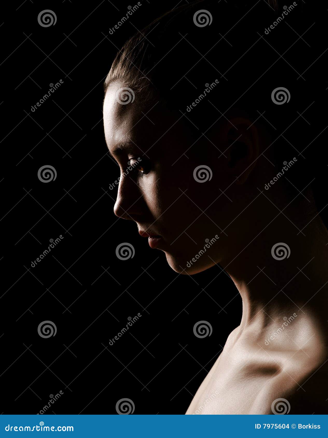 Low Key Portrait of a Young Woman Stock Photo - Image of night, looking ...