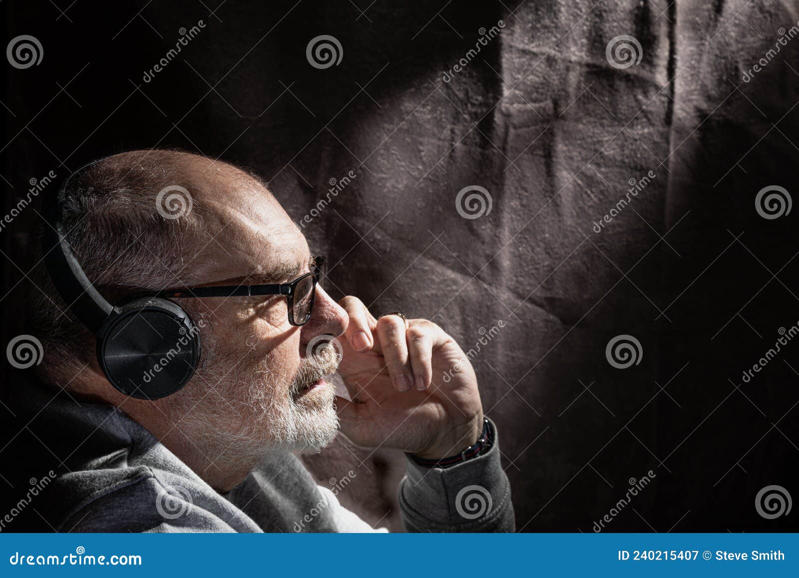 Low Key Profile Portrait of a Grey Haired Male Stock Image - Image of ...