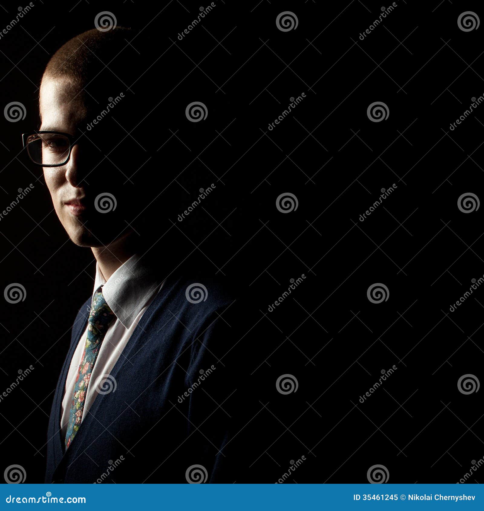 Low Key Studio Portrait of a Young Man Stock Image - Image of fashion ...