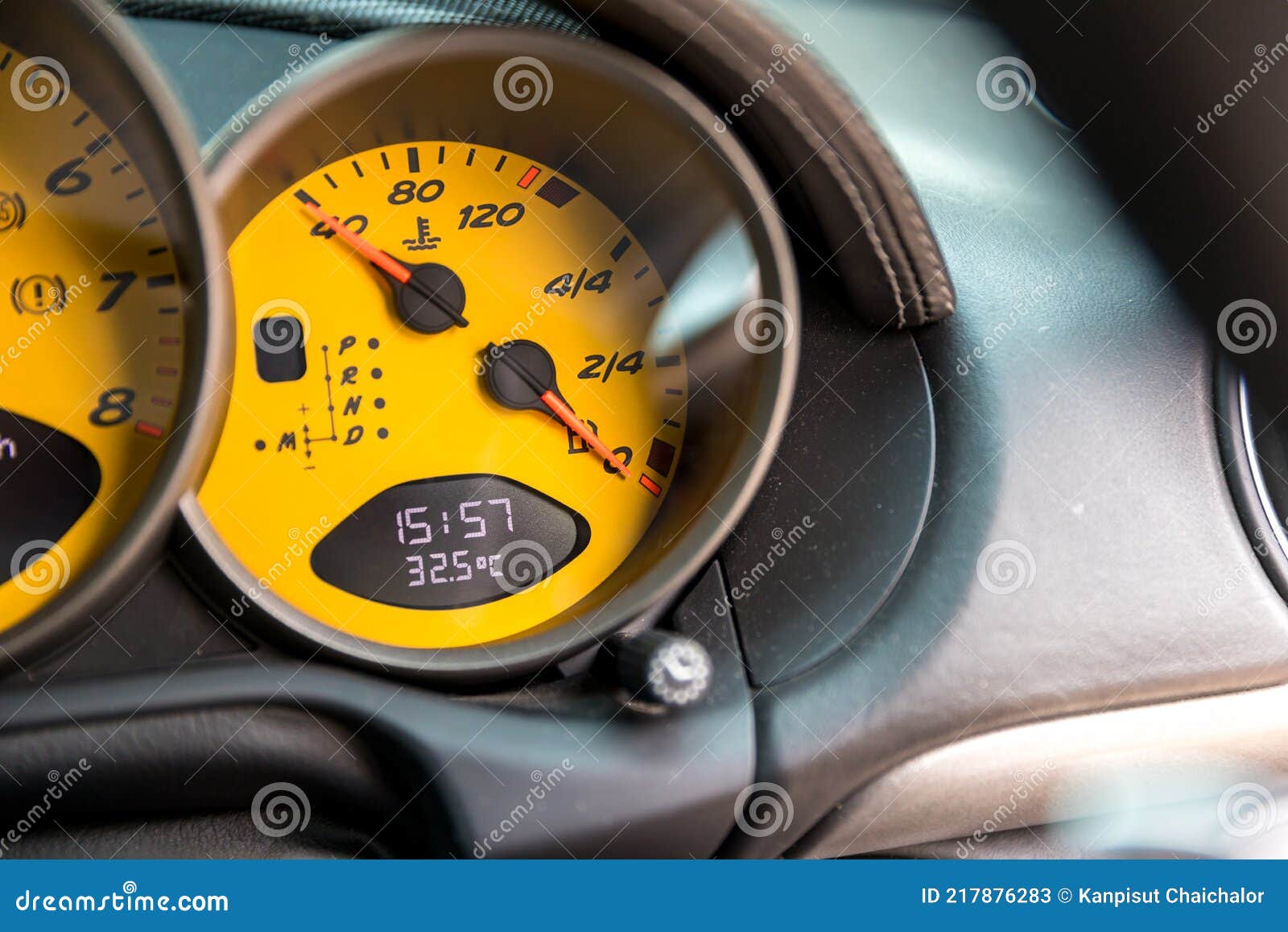 Low Level Fuel Warning Light in Car Dashboard. Stock Image - Image of ...