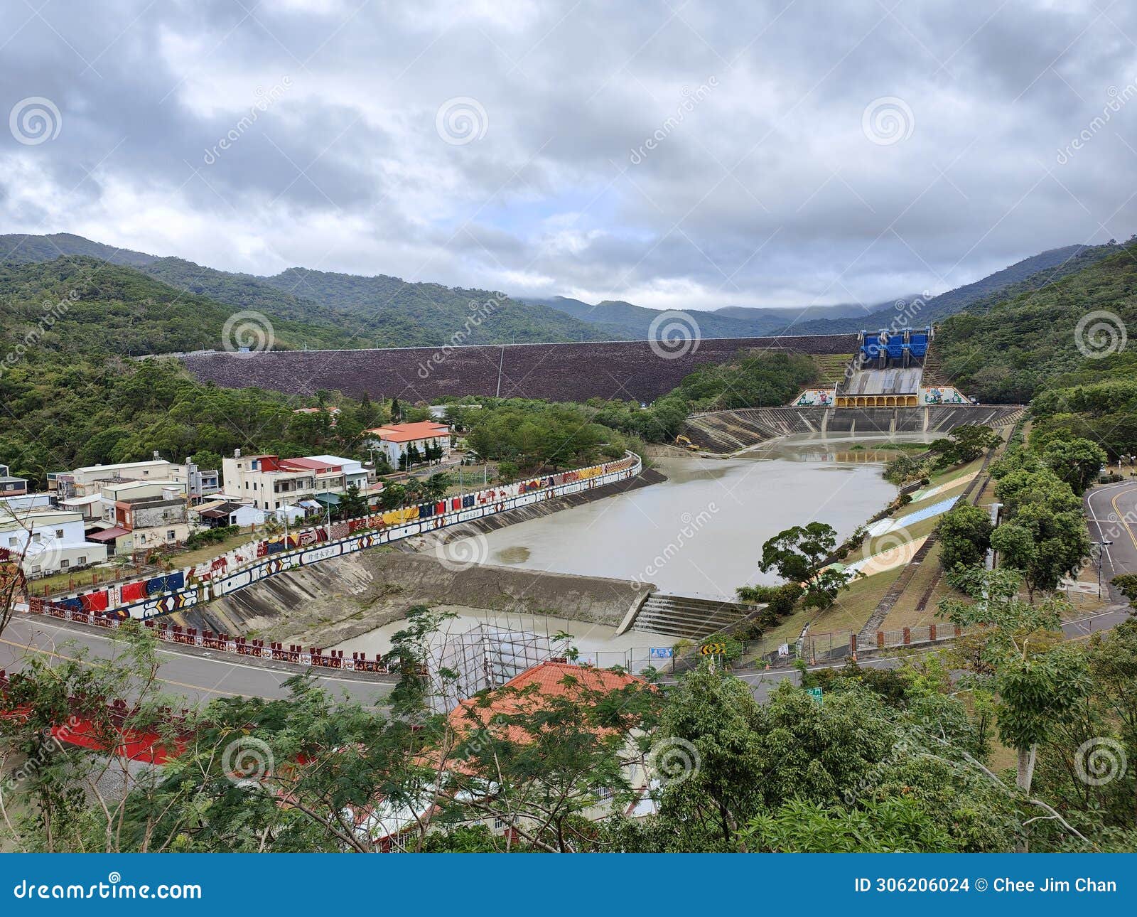 Low Level View of Dam with River Stock Photo - Image of level, mountain ...