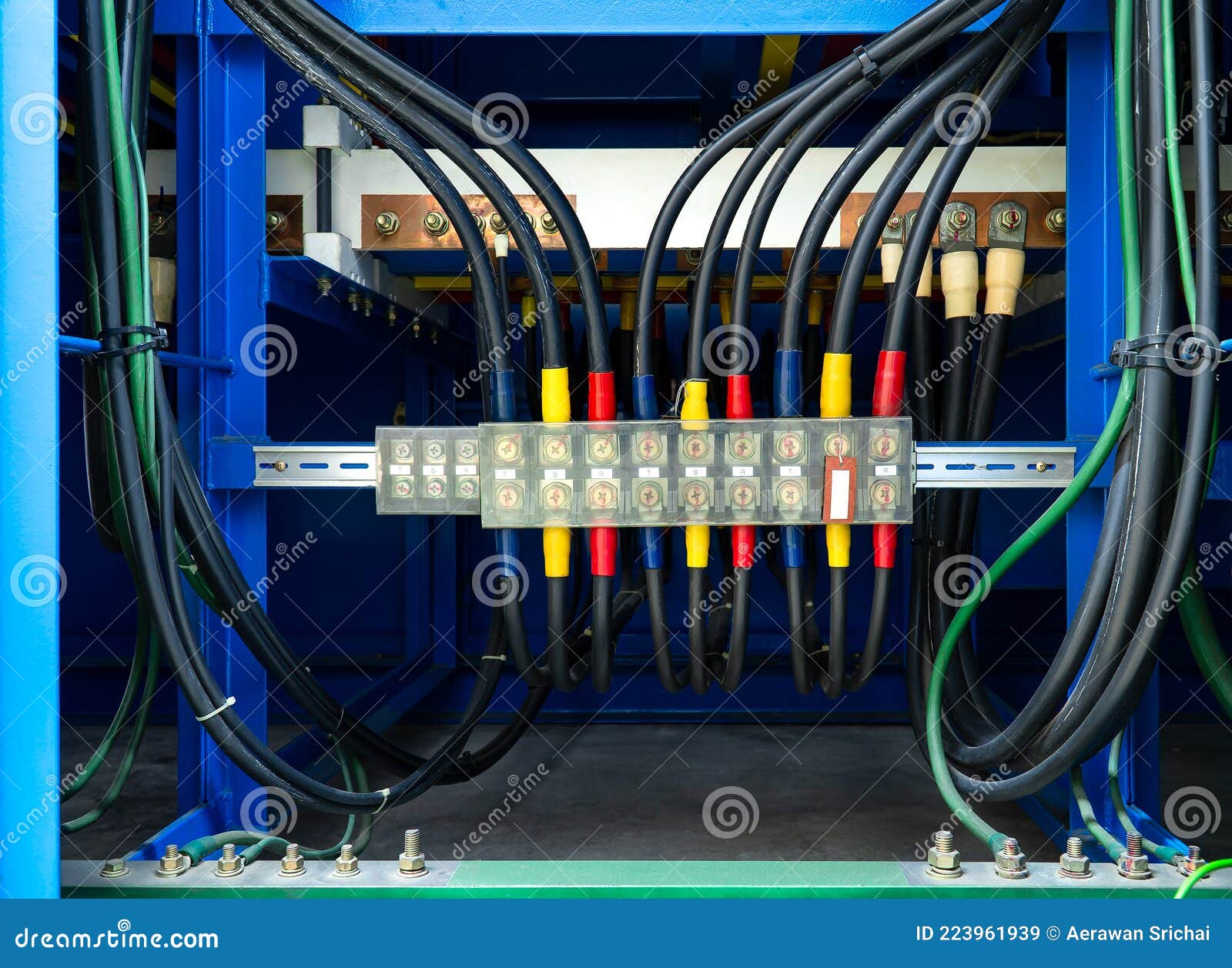 Electrode Connection Point with Many Cable. Stock Image - Image of ...