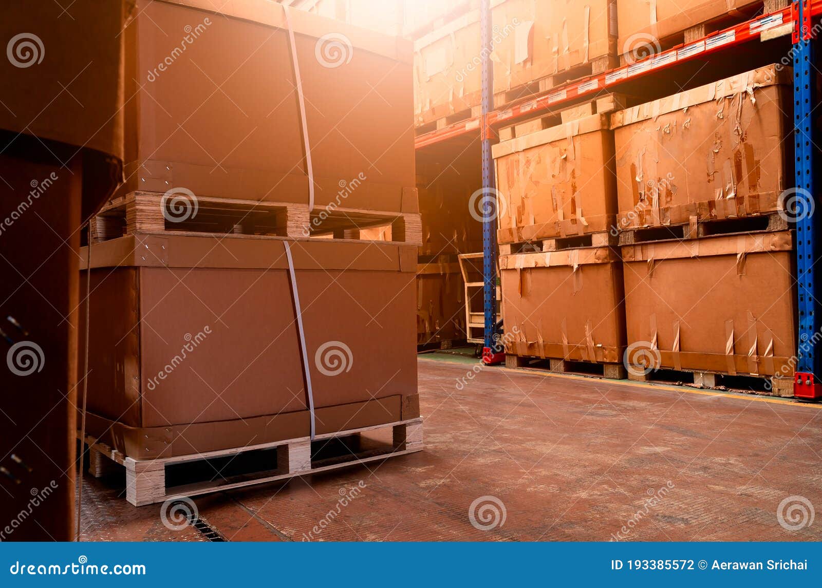 Cardboard Box Lay the Stack Overlapping in Rack. Stock Photo - Image of ...