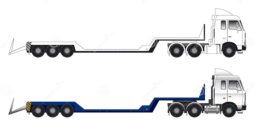 Low Loader Long Vehicle Vector Stock Vector - Illustration of empty ...