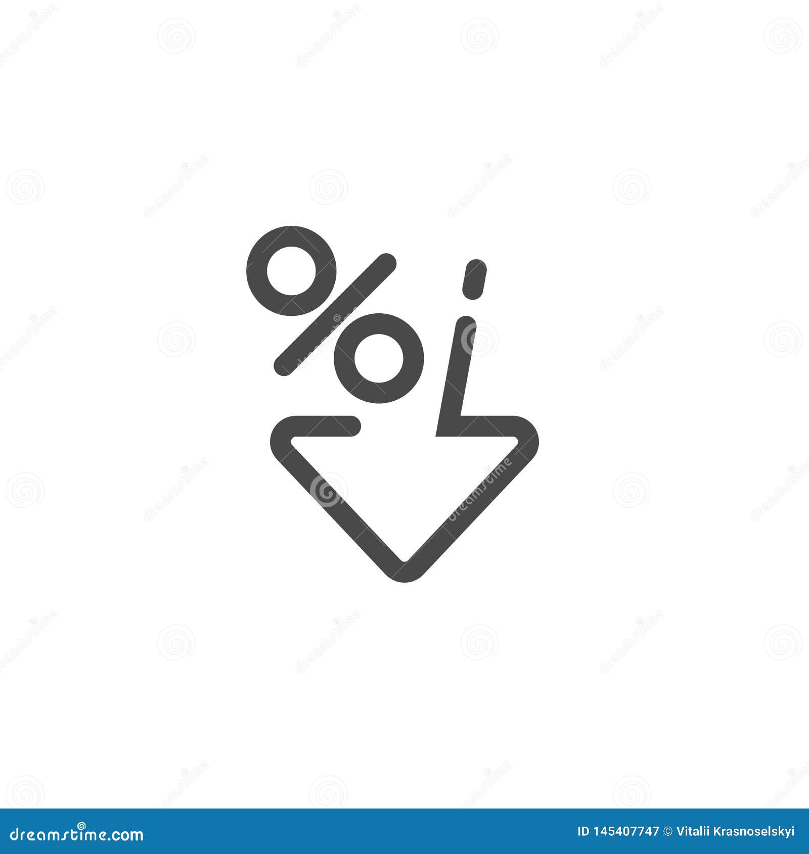 Low Percent Interest. Percent Down Icon in Linear Style Stock Vector ...