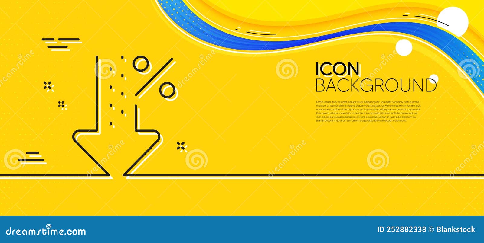 Low Percent Line Icon. Discount Sign. Decrease Percentage. Minimal Line Yellow Banner. Vector ...