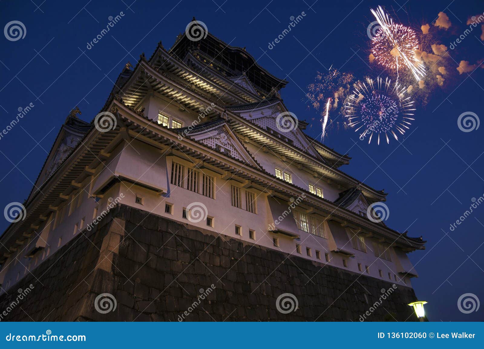 Fireworks Over Japanese Castle Stock Photo - Image of asia, dusk: 136102060