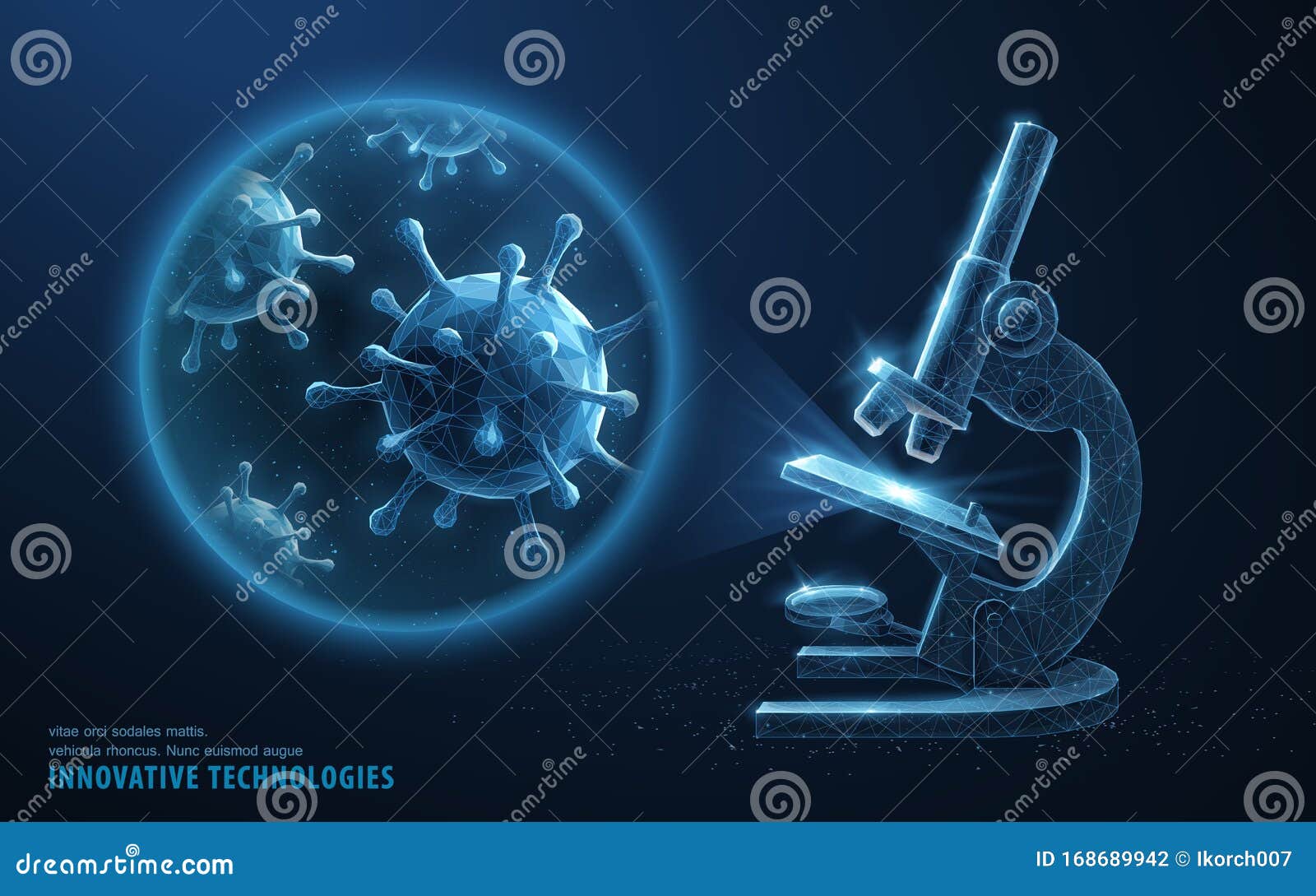 Low Pole Vector Poligonal Virus Microbe in Microscope Zoom Lens. Stock ...