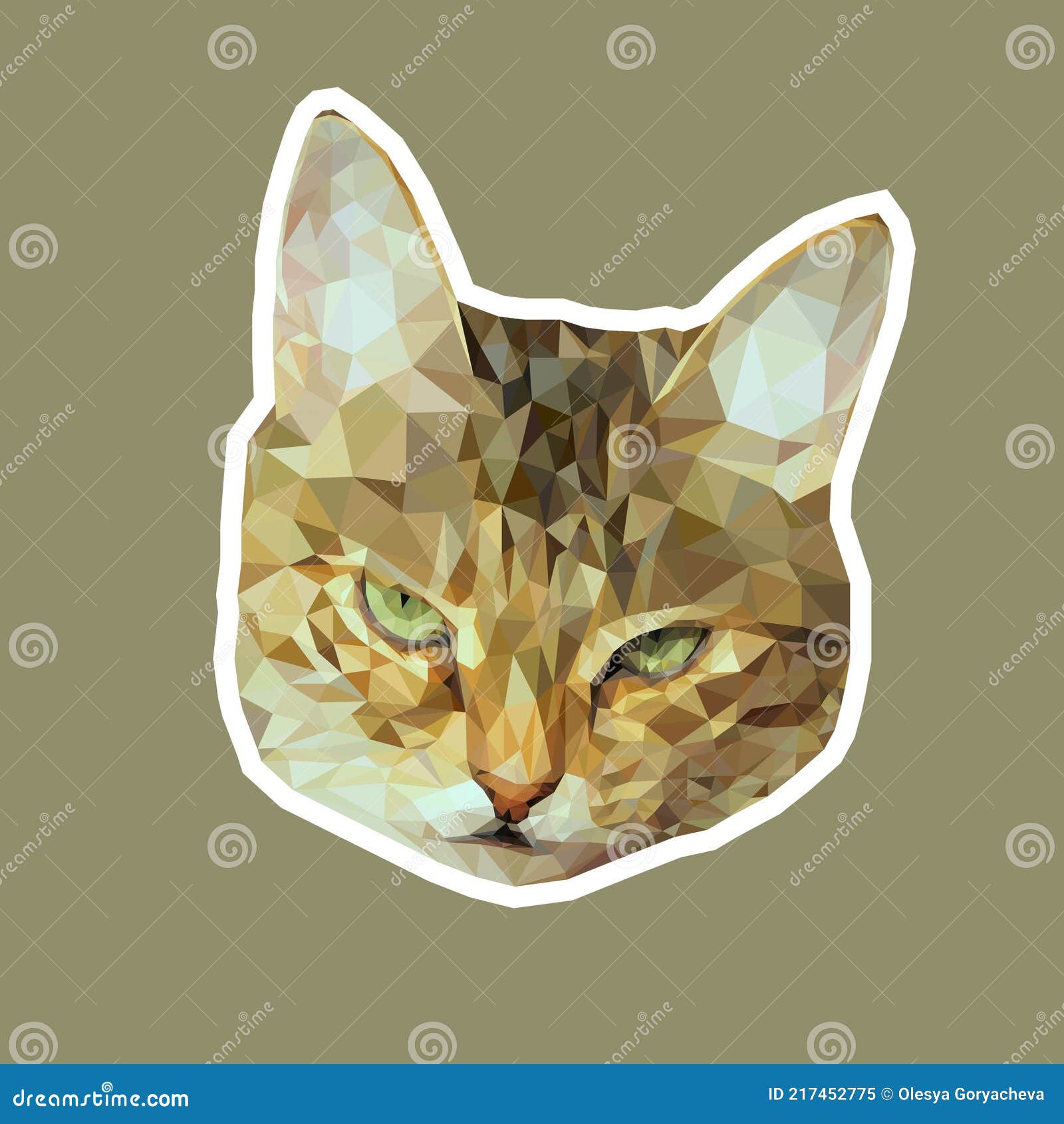 Low Polly Cat Head Illustration on Neutral Background. Stock Vector ...