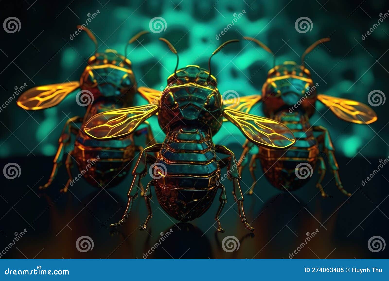 Low Poly 3D Bees with Wings AI Generated Stock Illustration ...