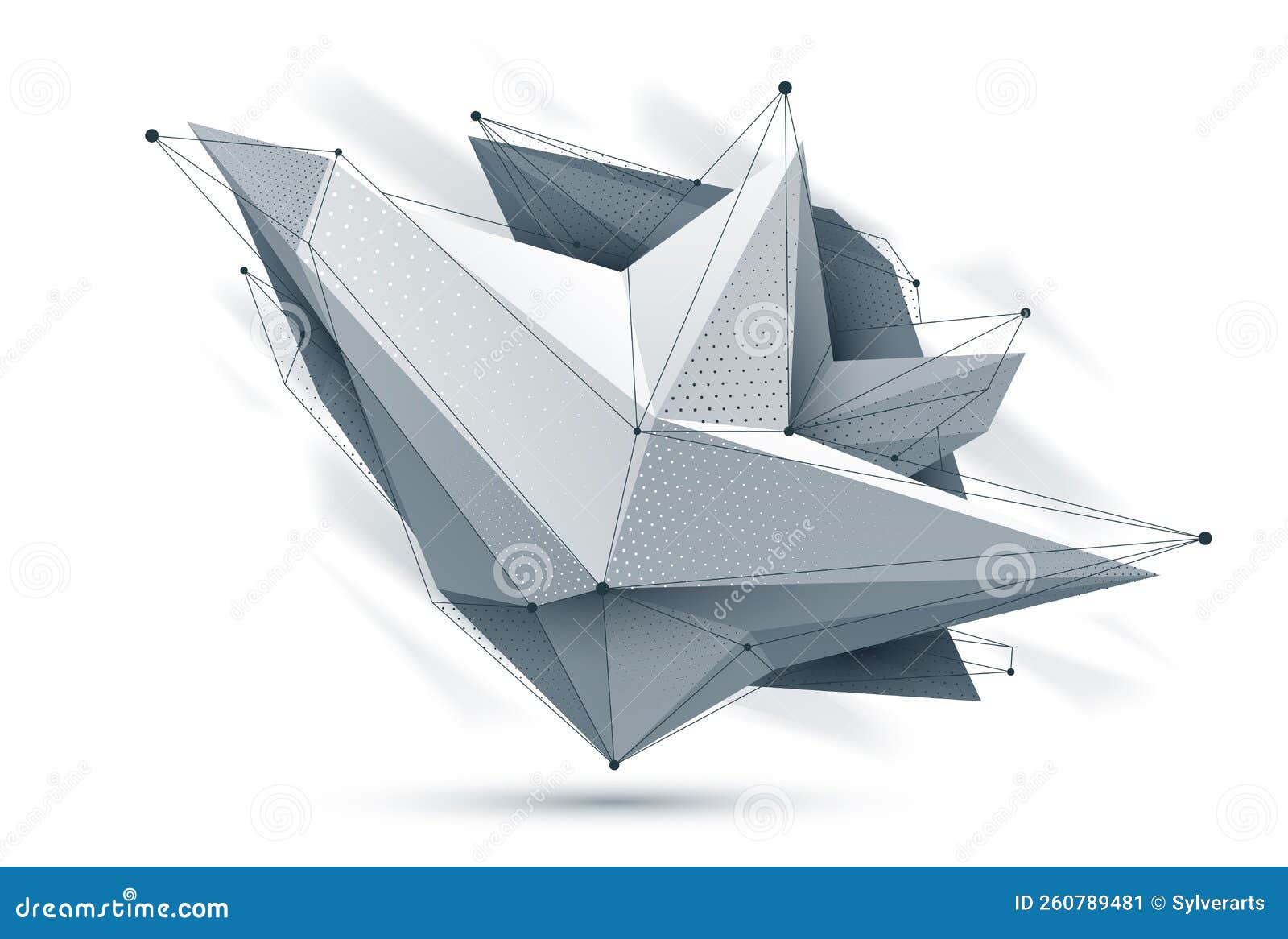 Low Poly Abstract Form Isolated on White, Vector Future Shape Design ...