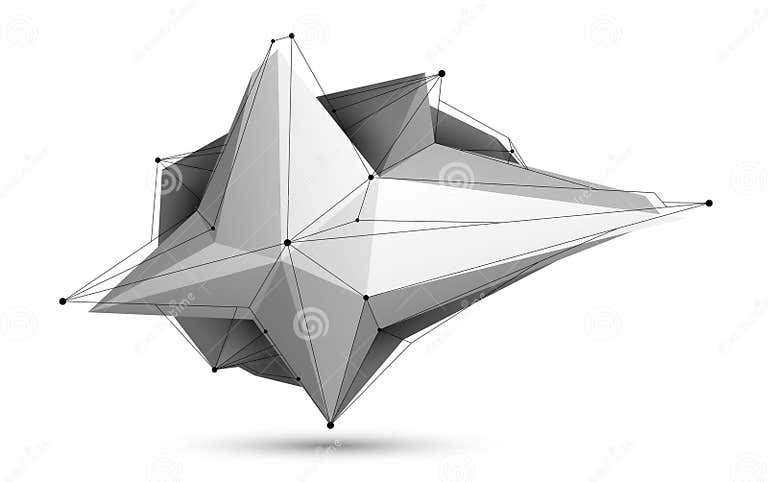 Low Poly Abstract Form Isolated on White, Vector Future Shape Design ...