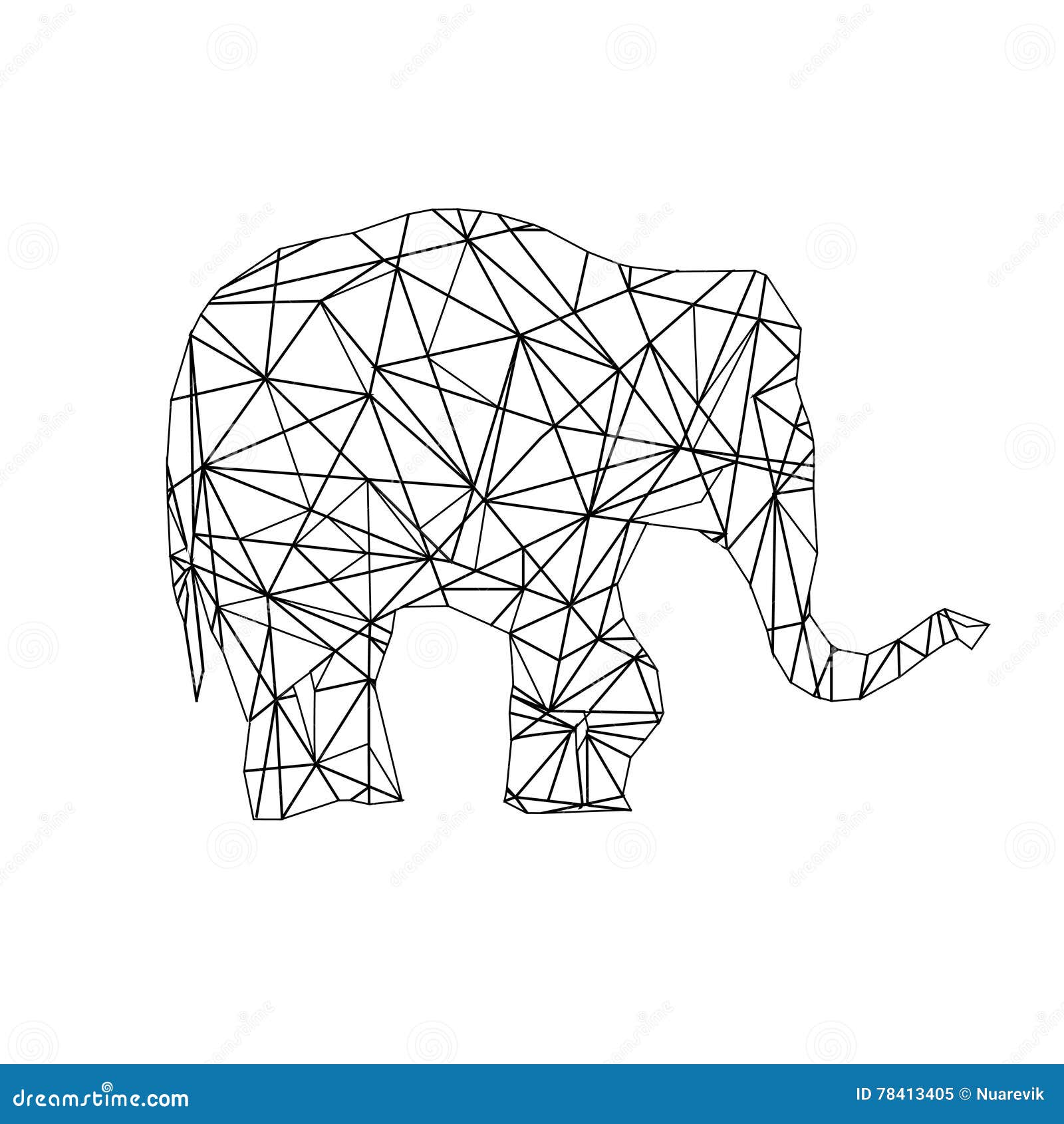 Low Poly Adult Coloring Page Elephant Stock Illustration - Illustration ...