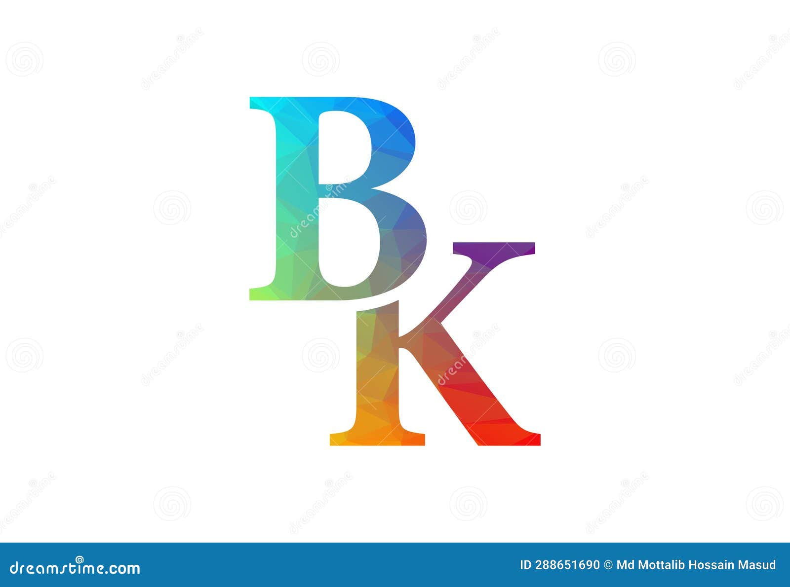 Low Poly and BK Letter Logo Design, Vector Illustration Stock Vector ...