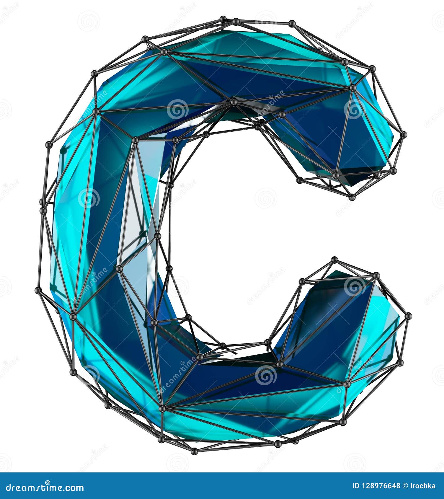 Low Poly Alphabet Letter C. Blue Color Isolated White Stock ...