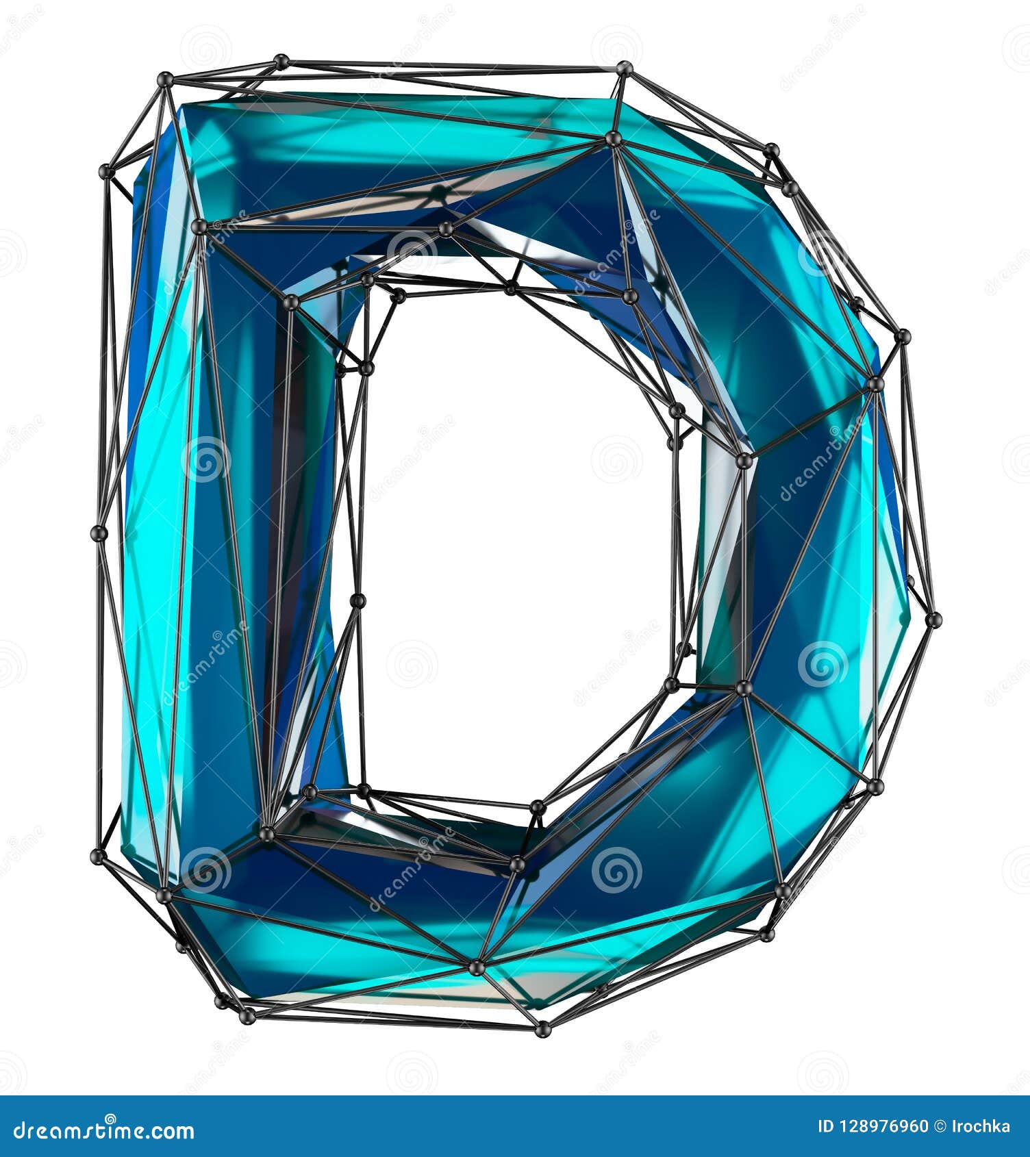 Low Poly Alphabet Letter D. Blue Color Isolated White Stock ...