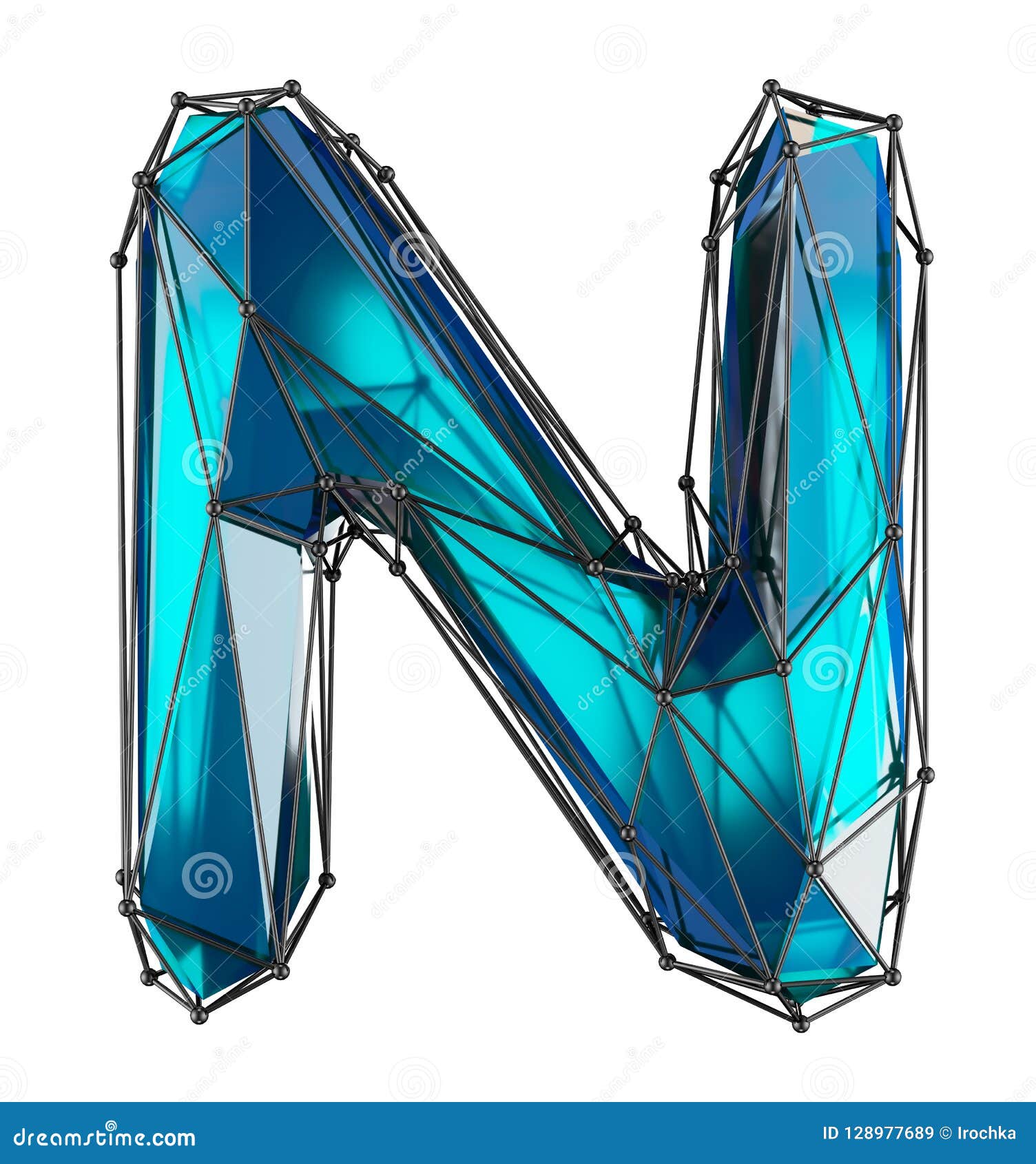 Low Poly Alphabet Letter N. Blue Color Isolated White Stock ...
