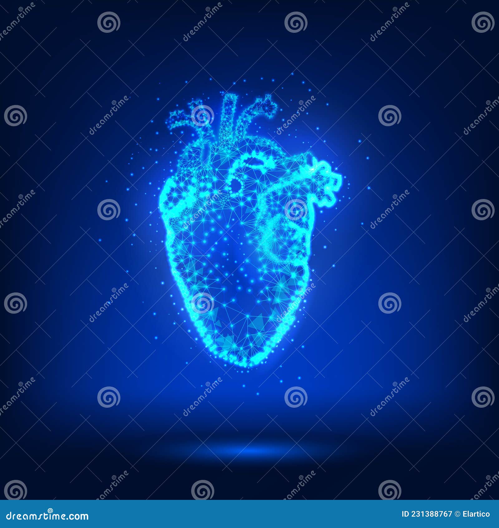 Low Poly Anatomical Human Heart on Dark Background. Polygonal Image ...
