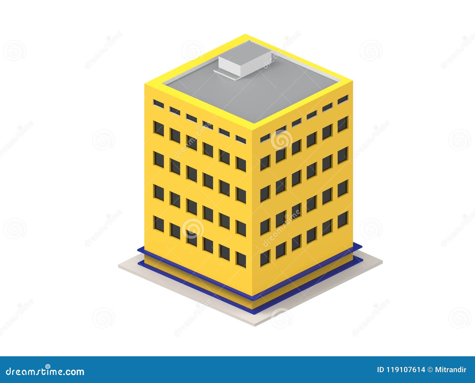 Low Poly Apartment Building - Yellow Stock Illustration - Illustration ...