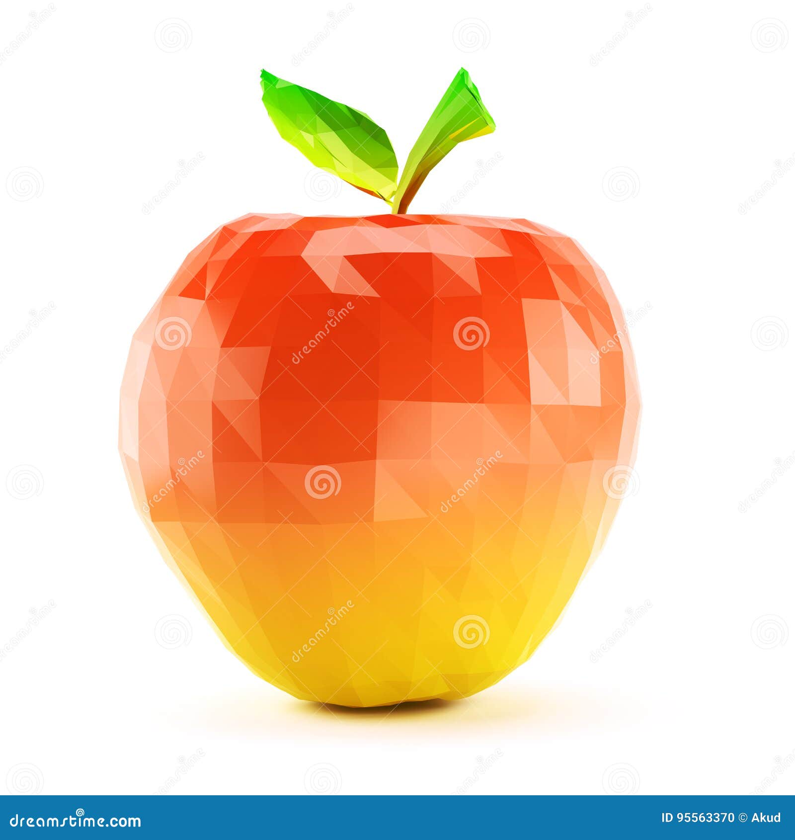 Low Poly Apple Isolated on White Background Stock Illustration ...