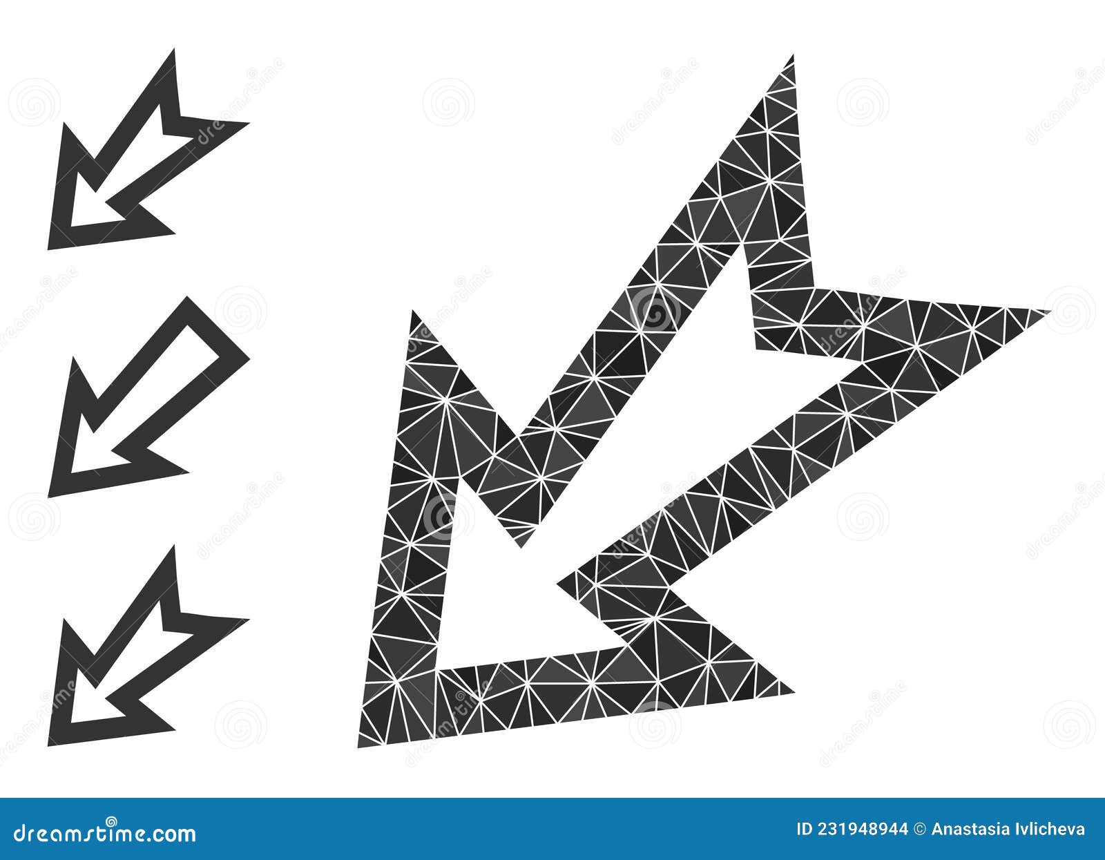 Vector Polygonal Arrow Left Down Icon with Other Icons Stock Vector ...