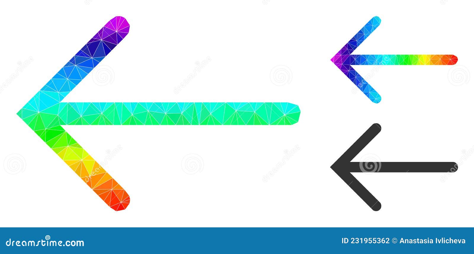 Vector Polygonal Arrow Left Icon with Spectral Colored Gradient Stock ...